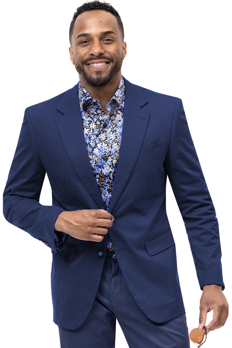 Men's Modern Fit Casual Summer Chino Blazer in Midnight Blue ...