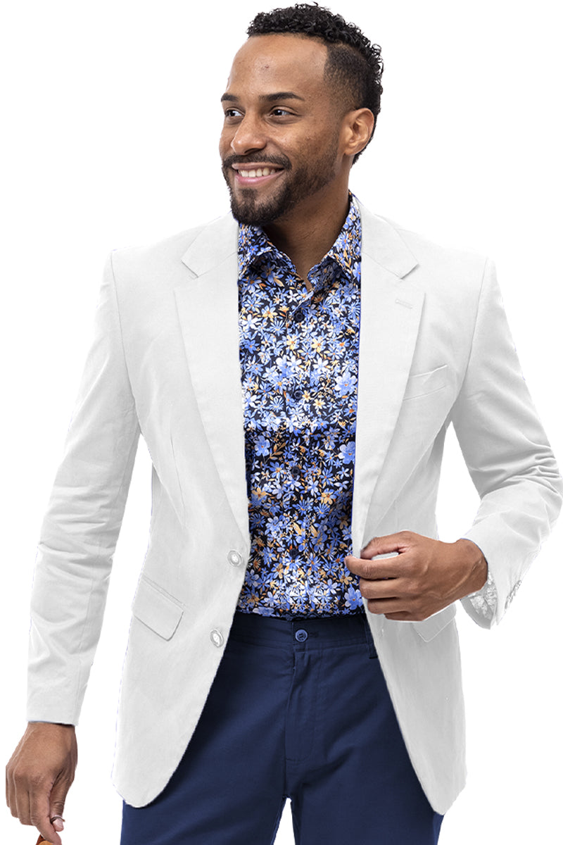 Men's Modern Fit Casual Summer Chino Blazer in White – SignatureMenswear