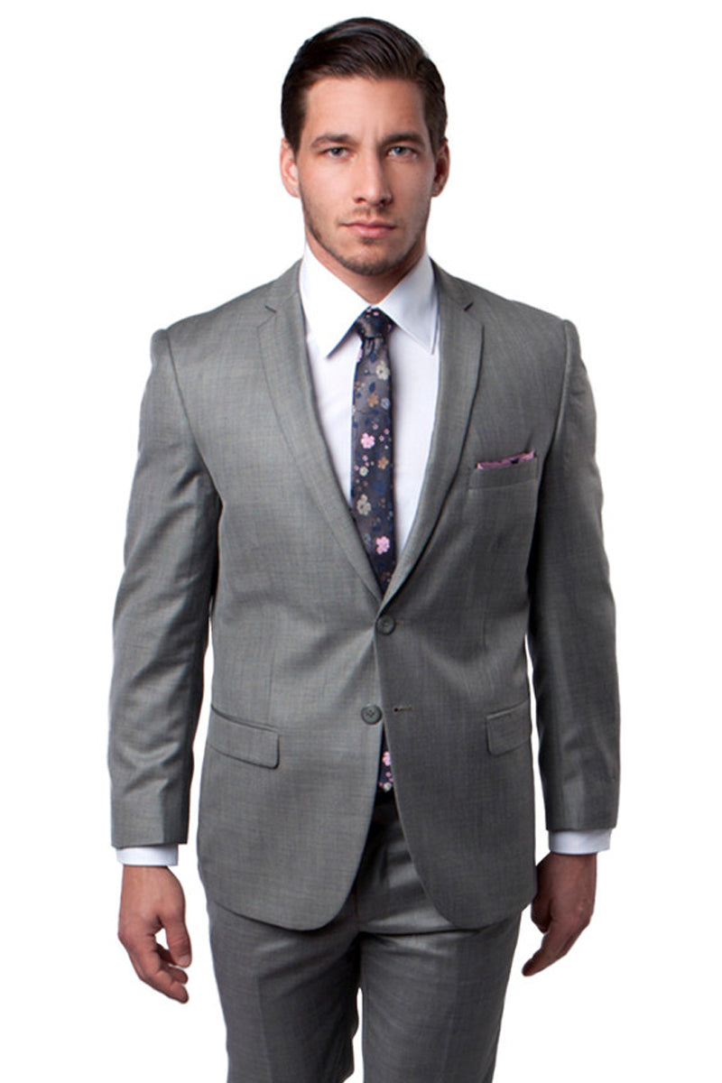 Men's Slim Fit Textured Shiny Sharkskin Suit in Earth Tan ...