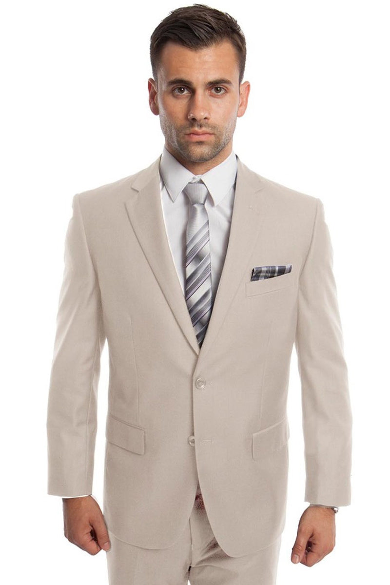 Men's Two Button Basic Modern Fit Business Suit in Tan – SignatureMenswear