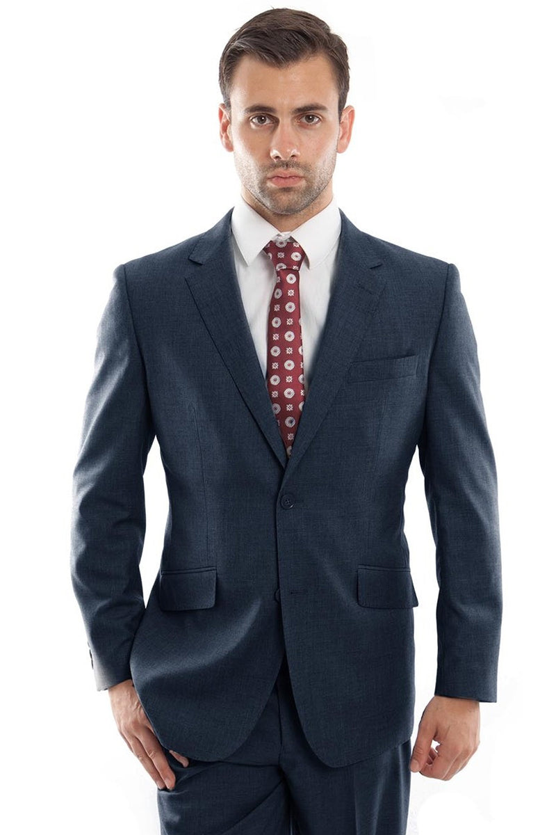 Men's Designer Two Button Modern Fit Wool Suit in Indigo Blue ...