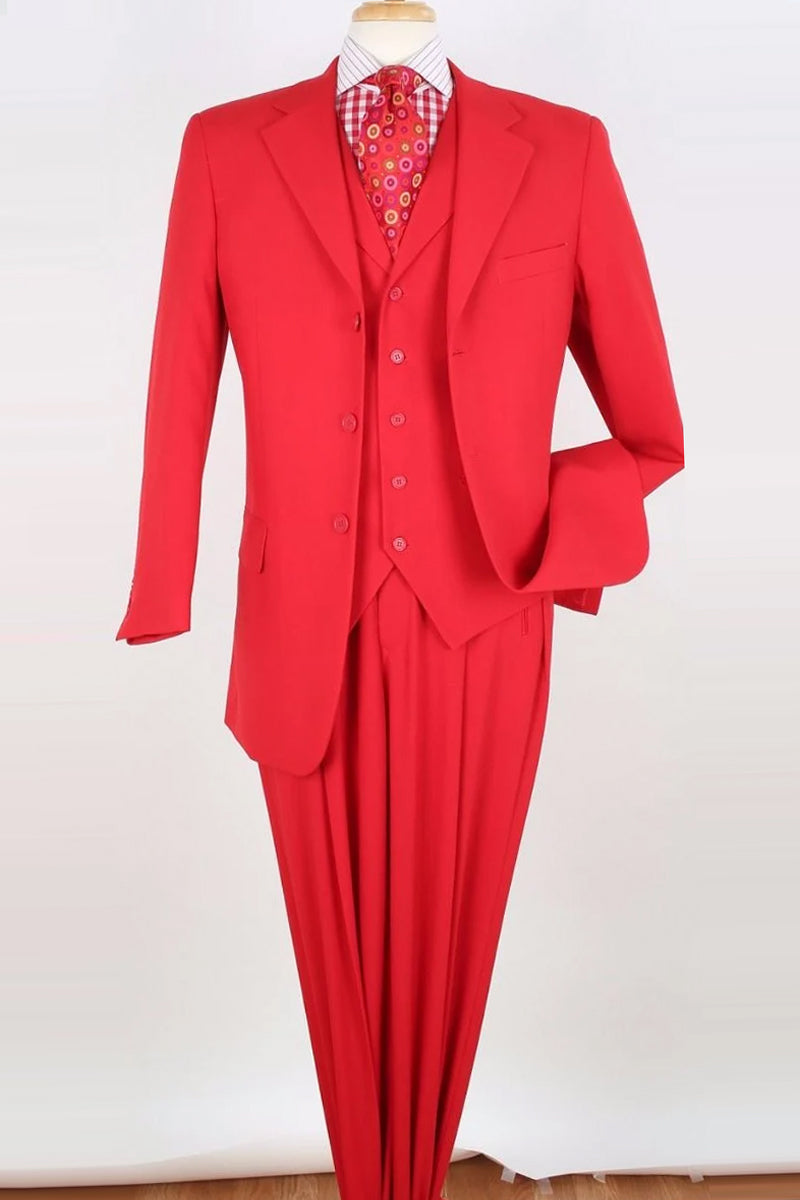 Mens Three Button Classic Fit Vested Suit in Red – SignatureMenswear