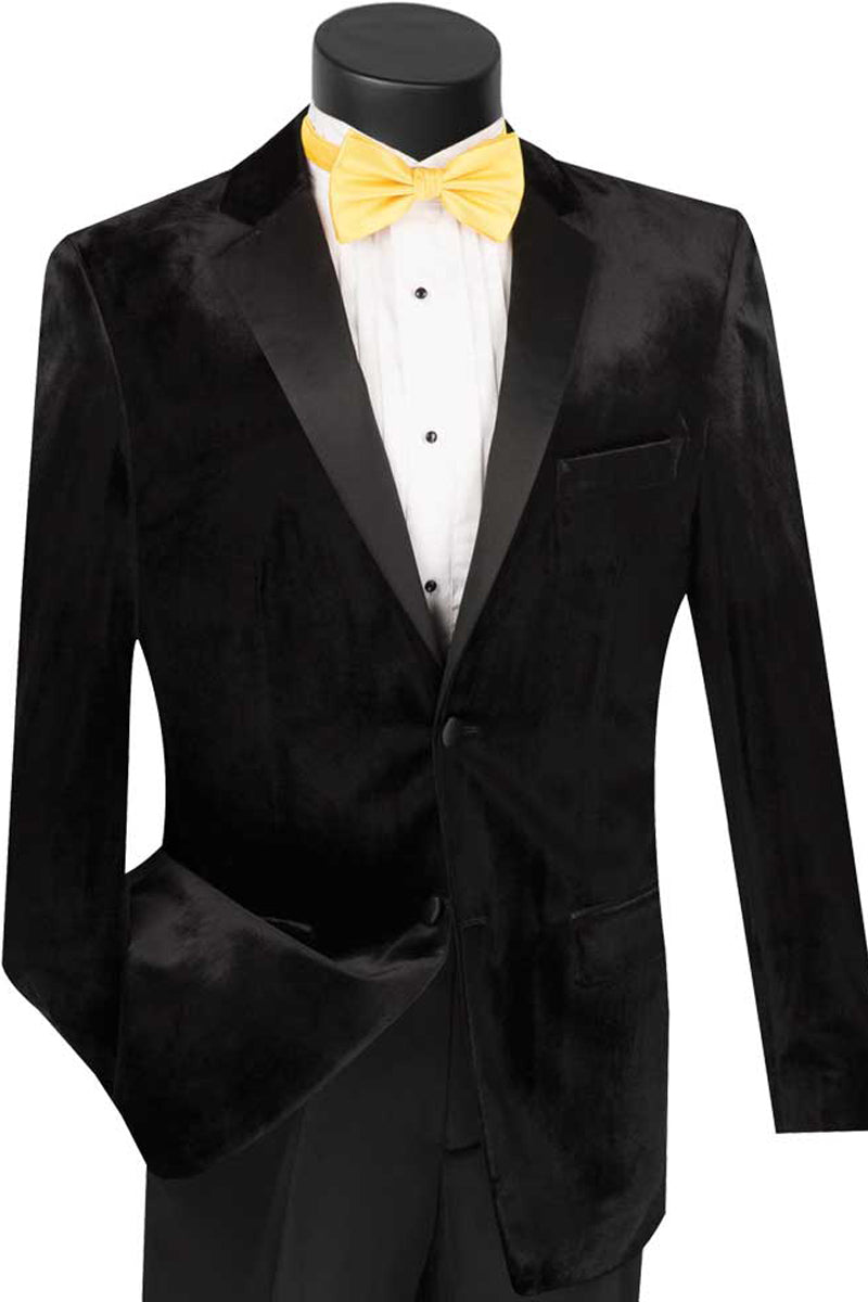 Mens Modern Designer Velvet Prom and Wedding Tuxedo in Black ...