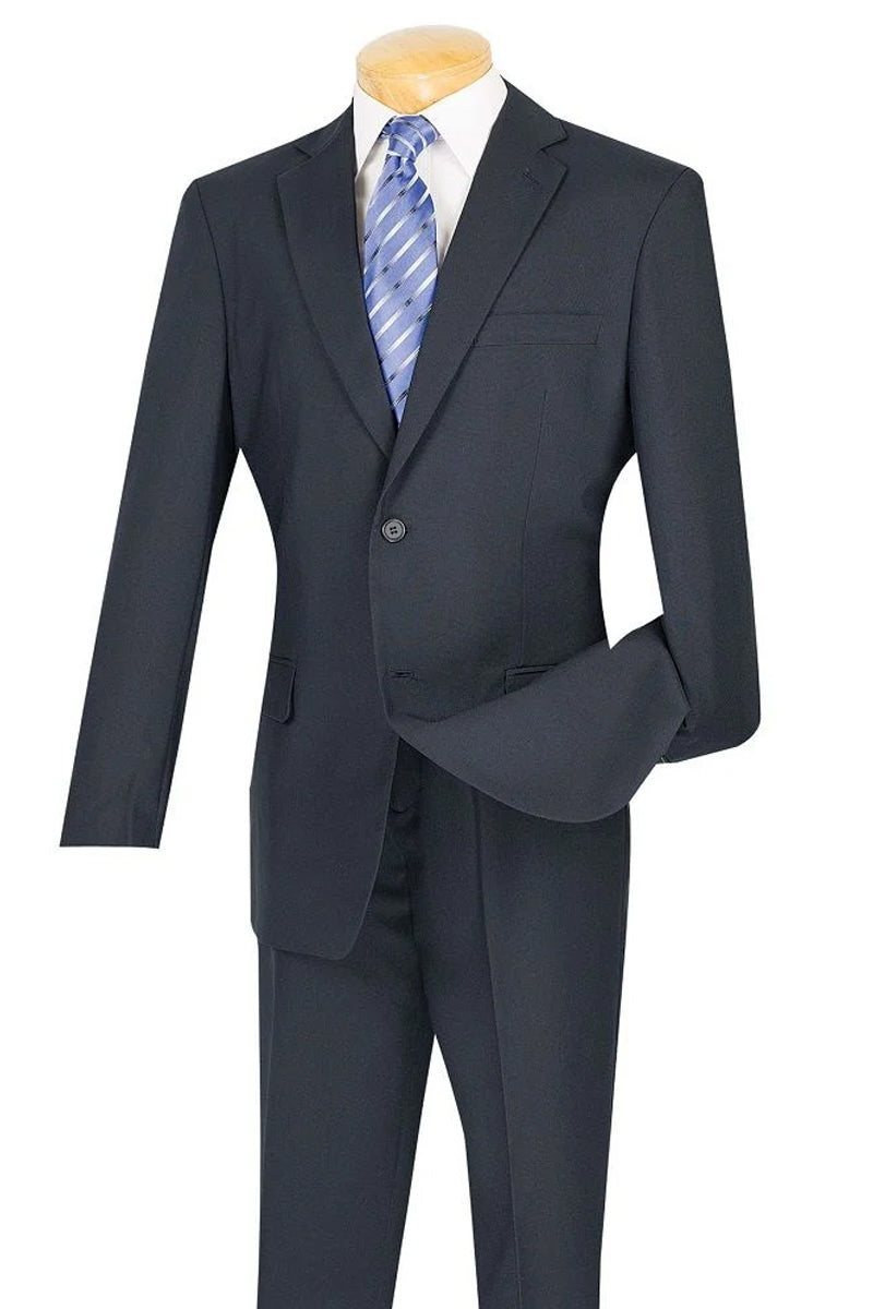 Mens Two Button Modern Fit Wool Feel Suit in Navy Blue – SignatureMenswear