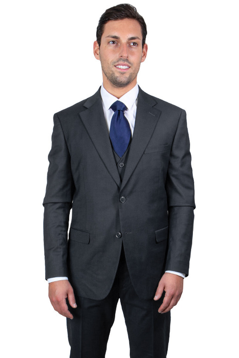 Men's Two Button Vested Stacy Adams Basic Suit in Charcoal Grey ...