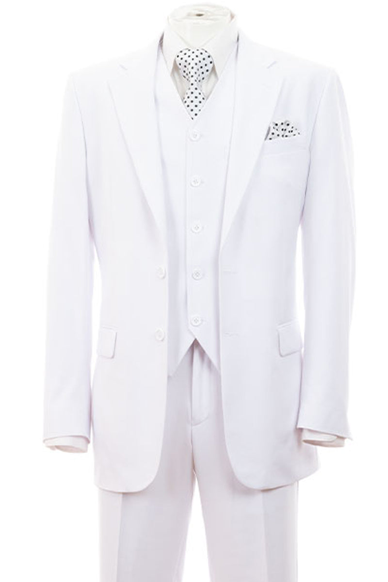 Mens Modern Fit 2 Button Vested Basic Suit in White – SignatureMenswear