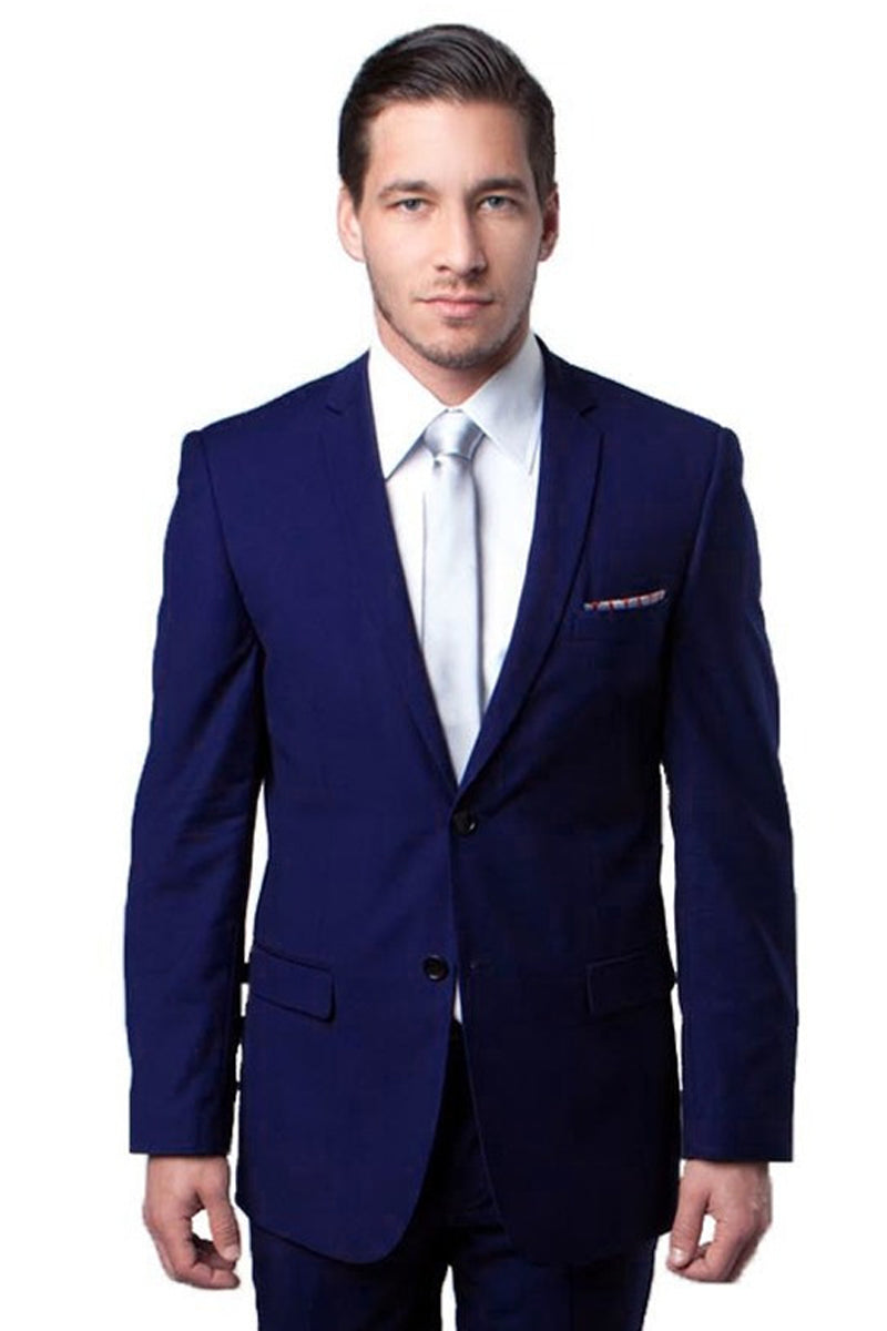 Men's Basic 2 Button Slim Fit Wedding Suit in Navy – SignatureMenswear