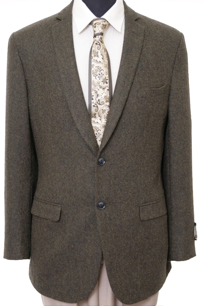Men's Two Button Wool Tweed Professors Blazer in Drab Olive Brown ...