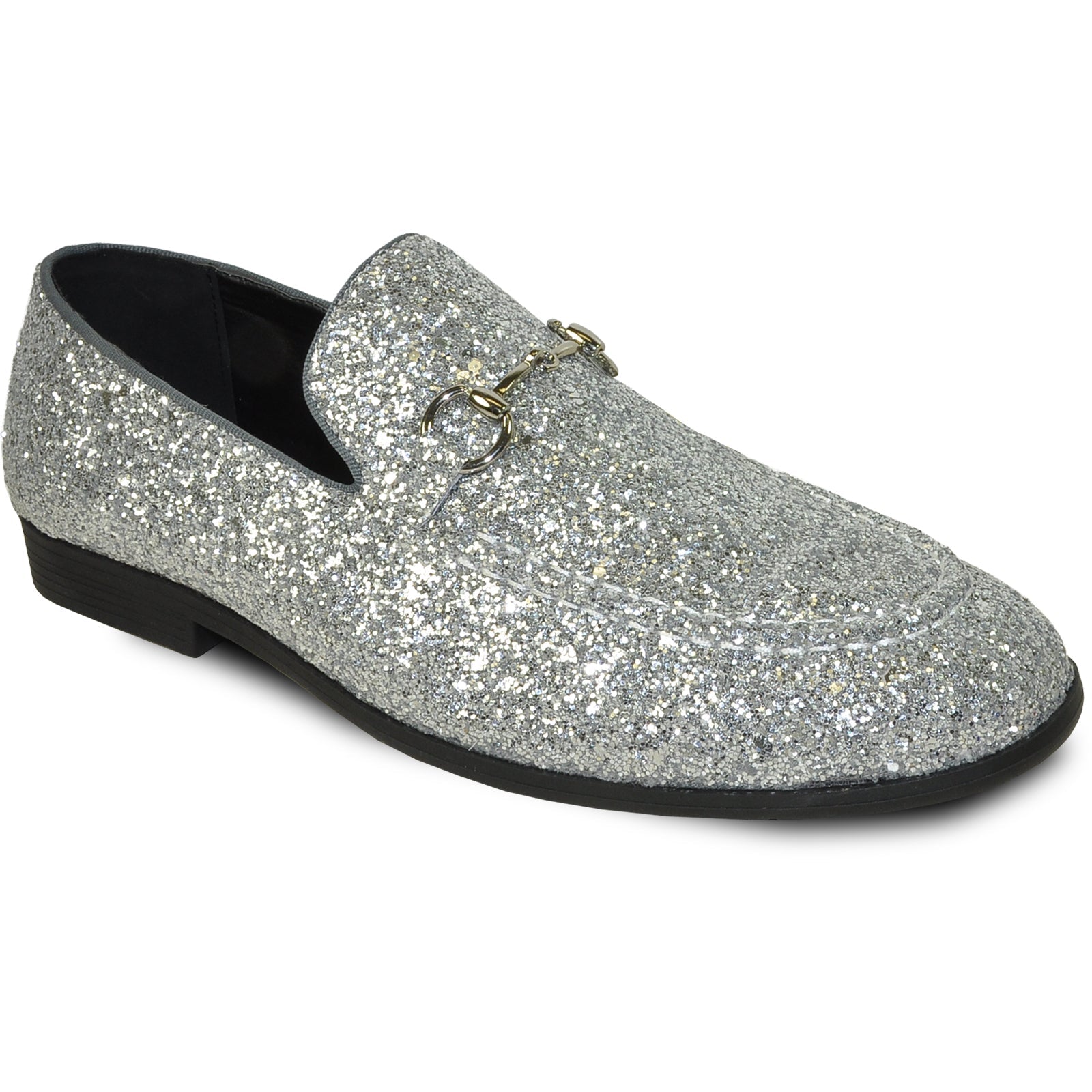 Mens Modern Glitter Sequin Prom Tuxedo Loafer in Silver Grey ...