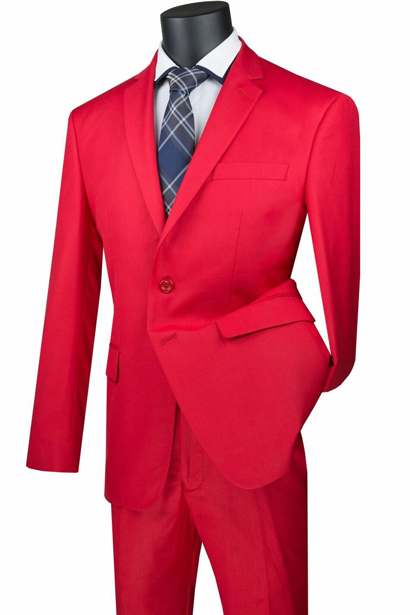 Mens Basic 2 Button Modern Fit Suit in Red – SignatureMenswear