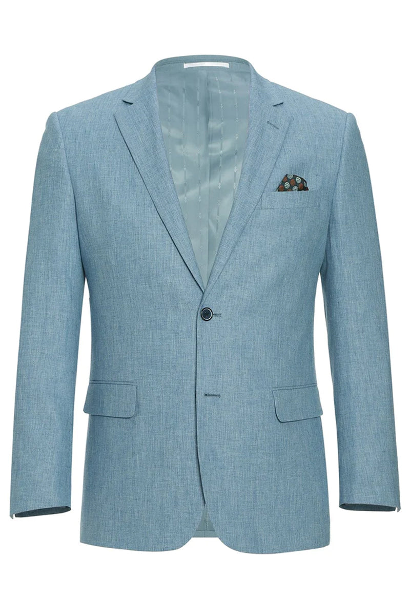 Mens Basic Two Button Slim Fit Suit with Optional Vest in Sky Blue ...