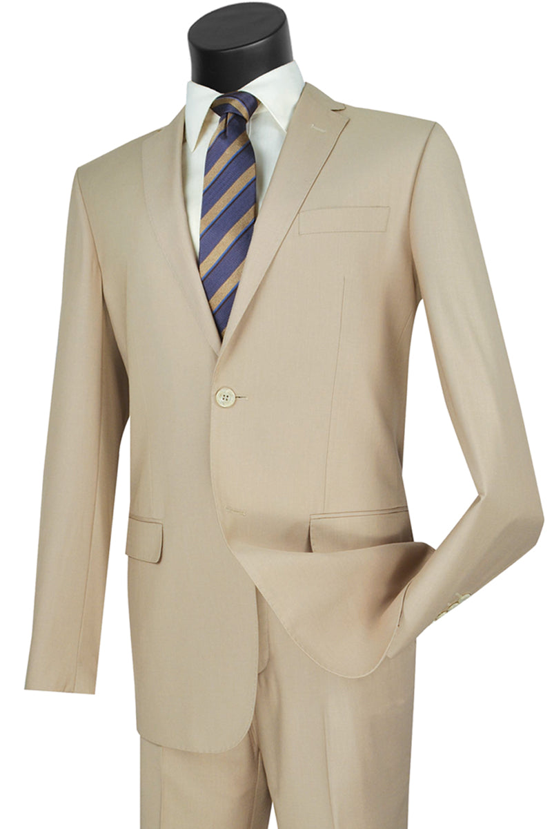 Mens Basic 2 Button Modern Fit Suit in Tan | CLOSE OUT 46L ...