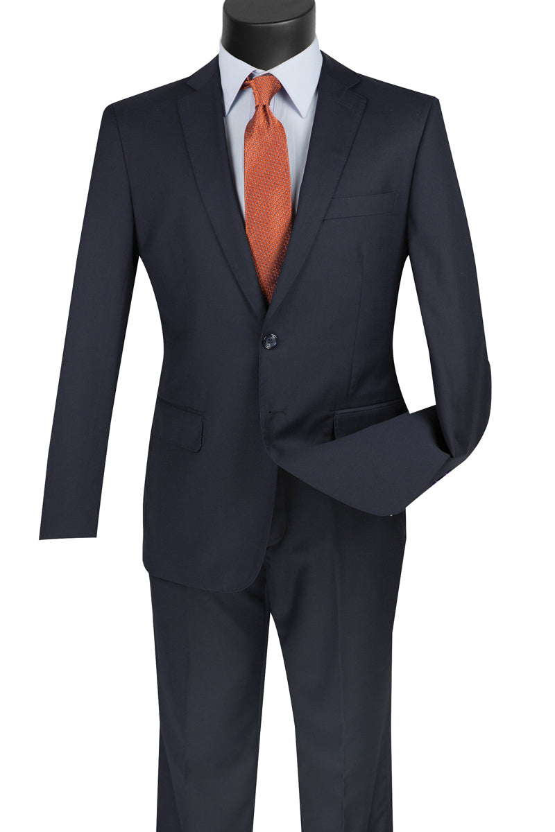 Mens Basic 2 Button Modern Fit Suit in Navy Blue – SignatureMenswear
