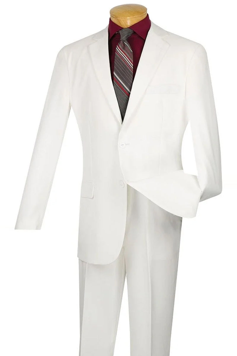 Mens Two Button Modern Fit Wool Feel Suit in White – SignatureMenswear