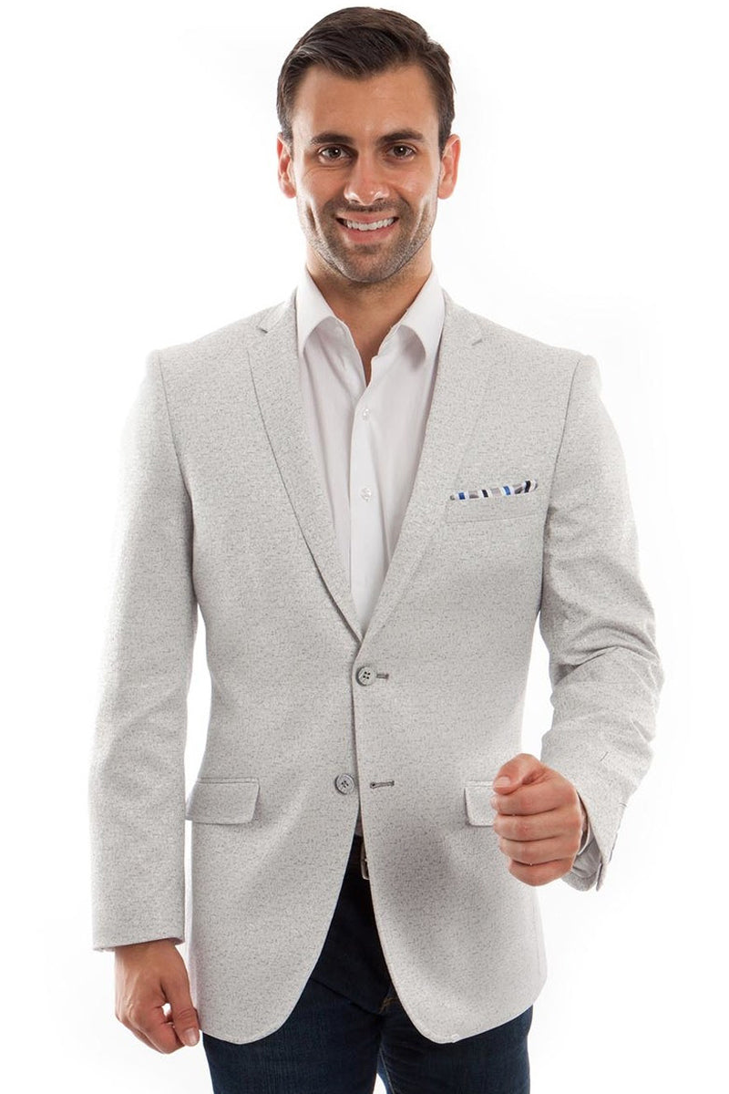 Men's Slim Fit Summer Speck Pattern Blazer in Light Grey ...