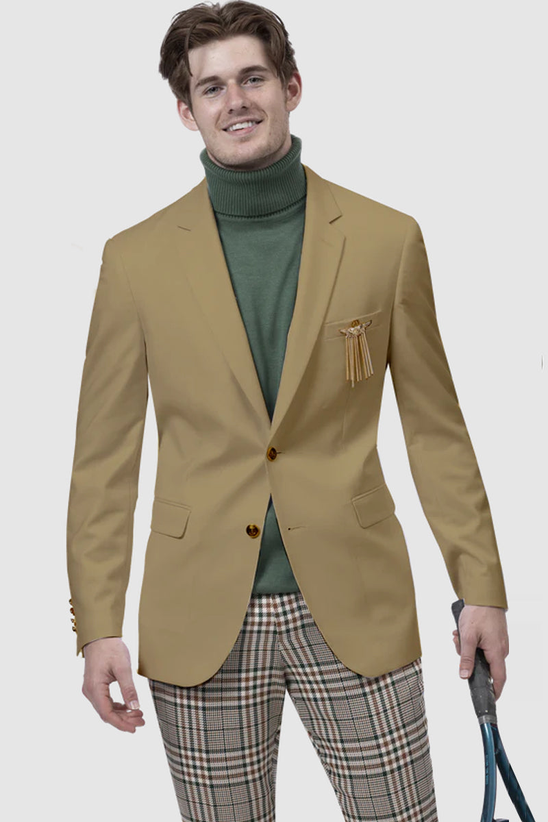 Mens Modern Two Button Club Blazer in Tan – SignatureMenswear