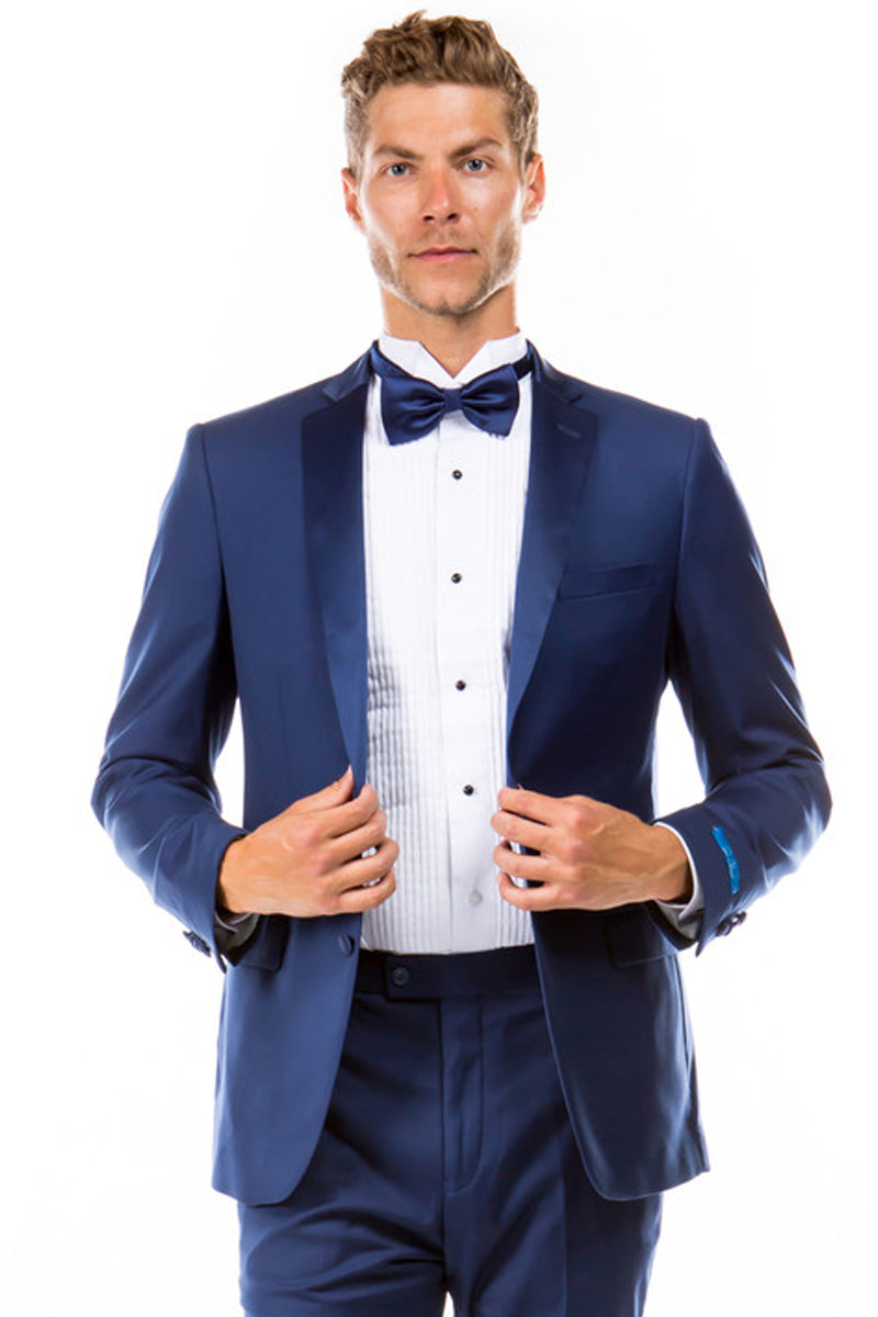 Men's Two Button Slim Fit Wedding & Prom Tuxedo in Indigo Blue ...
