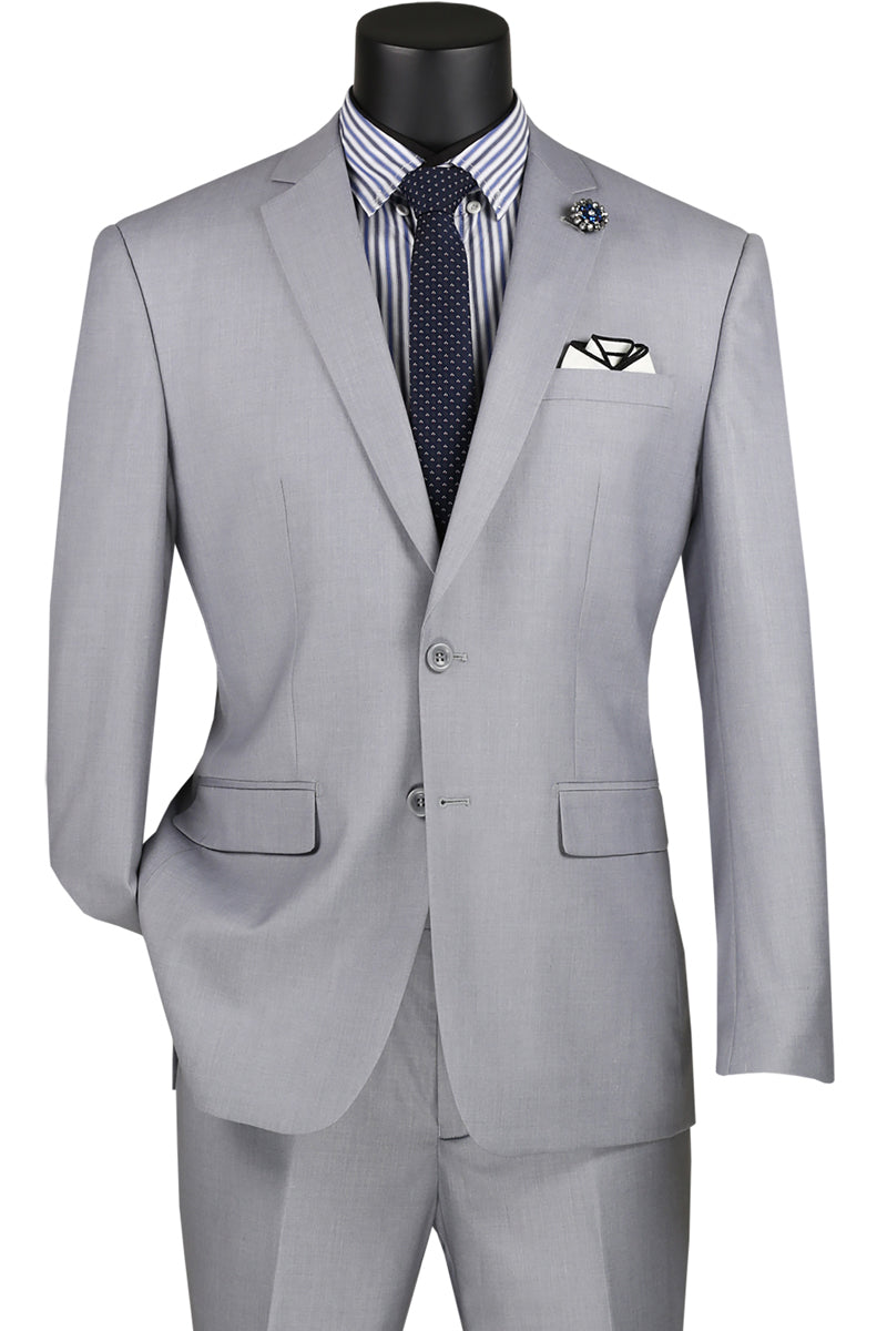 Mens Basic 2 Button Modern Fit Suit in Light Grey – SignatureMenswear